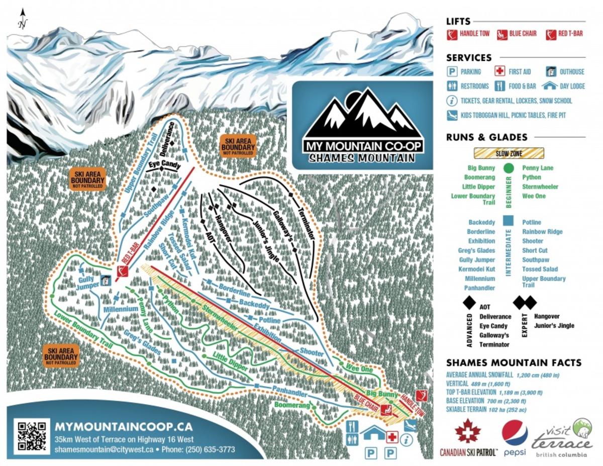 Shames Mountain Trail Map | SkiCentral.com